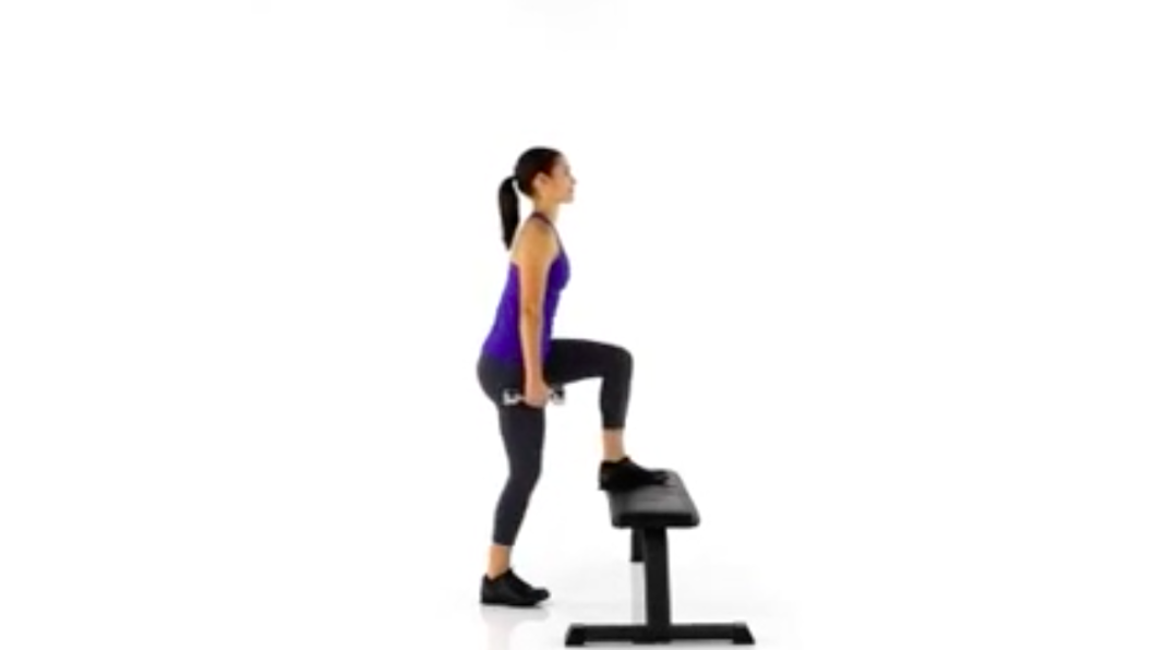 Beenspieroefening: Bench Step-up | Spierentraining.nl